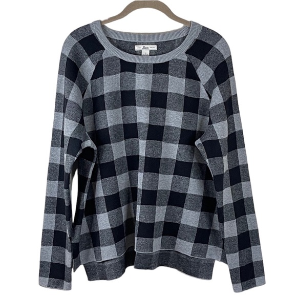 Bass | Sweaters | Bass Black And Gray Buffalo Check Plaid Sweater L ...
